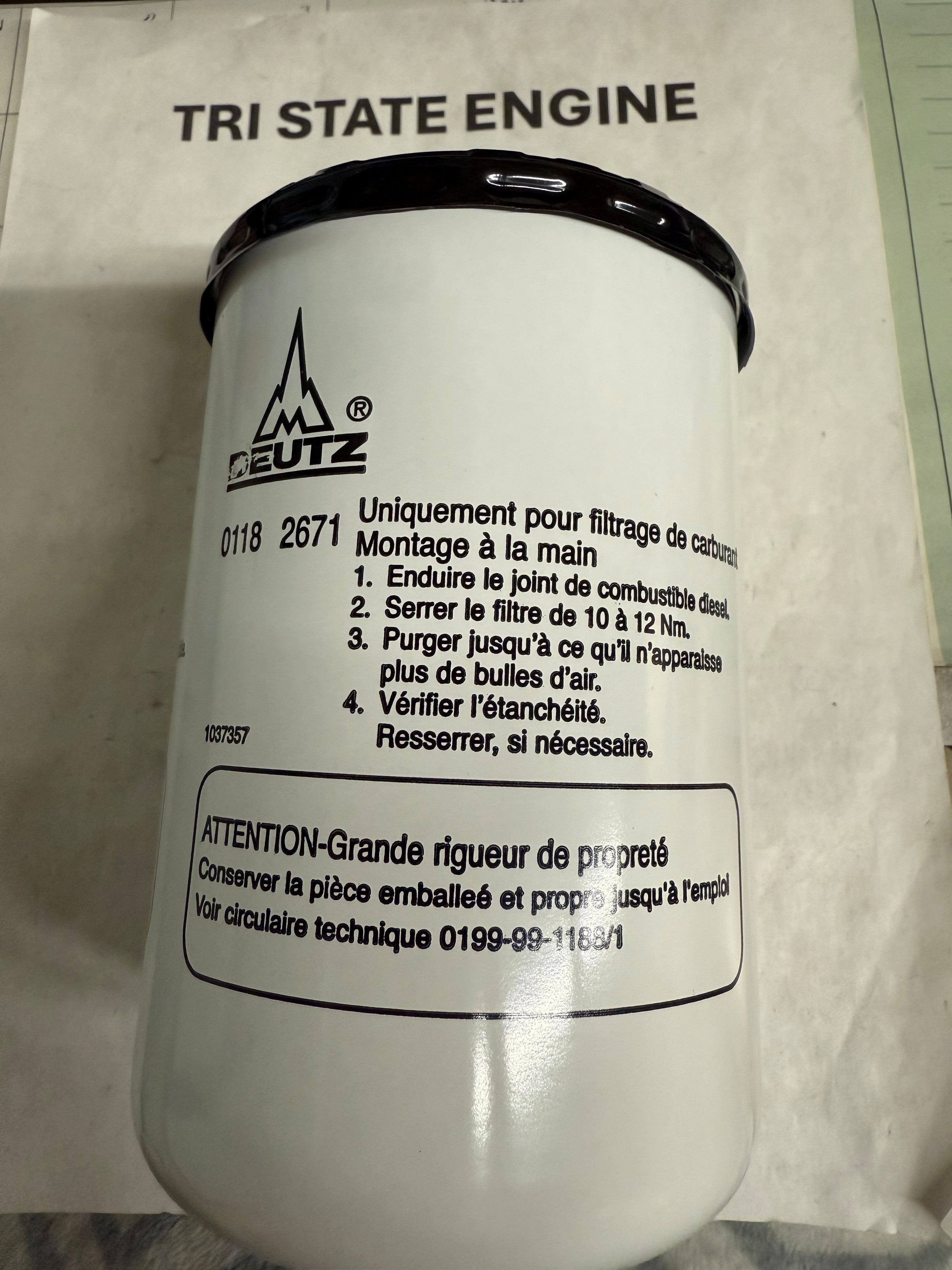 1182671 DEUTZ SPIN ON FUEL FILTER – Tri State Engine Service